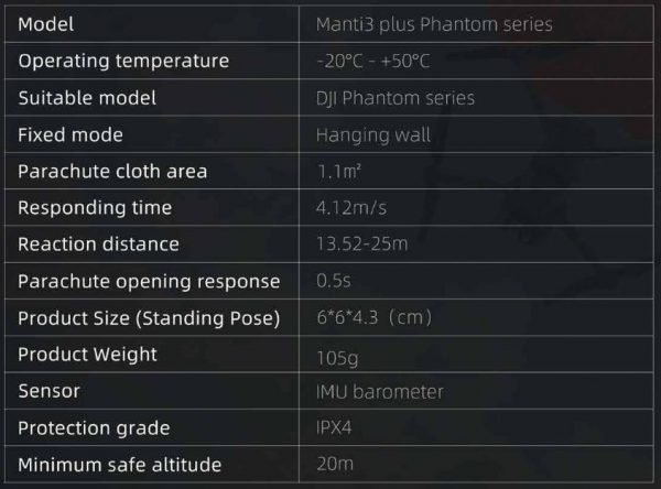 Manti 3 Plus Phantom Drone Parachute (Standard)